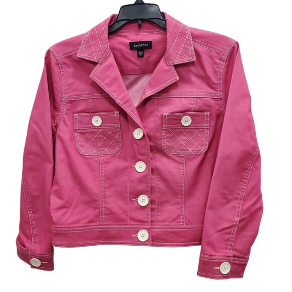 bebe | Jackets & Coats | Bebe Womens 9s Y2k Pink Colored Denim Contrast ...